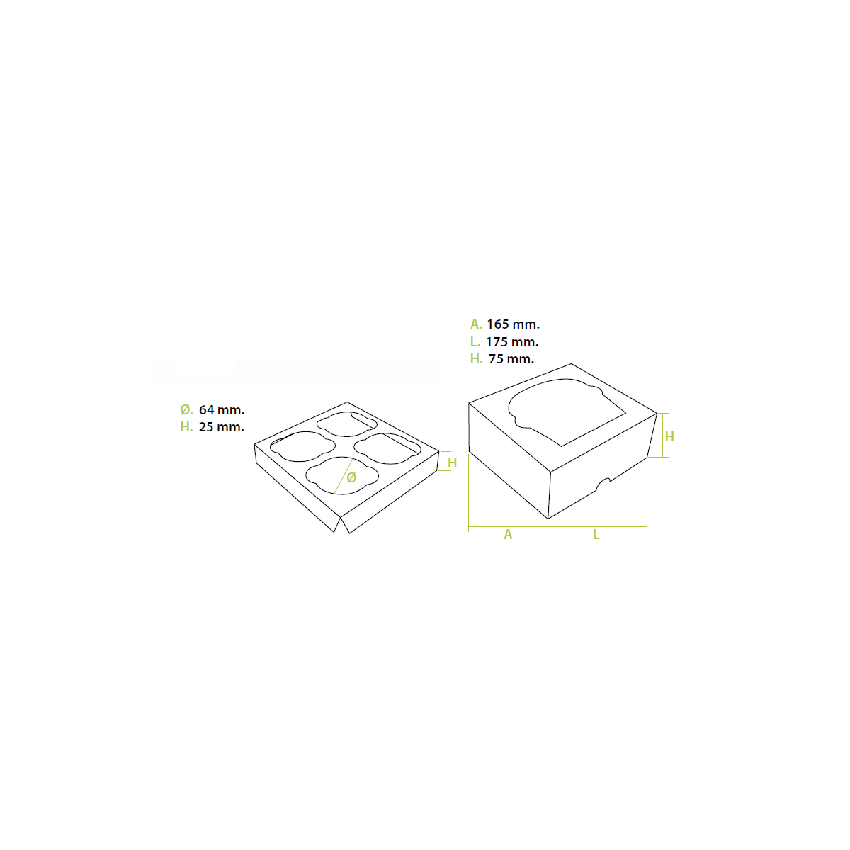 Boite 4 cup cake carton, boîtes carton alimentaire - FAVRY